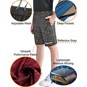 5 Pack Big Boys Youth Athletic Mesh Basketball Shorts with Pockets Quick Dry Activewear (Set 4, Large)