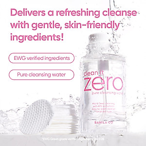 BANILA CO Clean It Zero Pure Cleansing Water | Gentle Cleanser for Sensitive Skin | Micellar Water Makeup Remover No Rinse & Oil Free (310ml / 10.48 fl.oz)