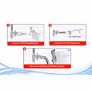 Tee Stop Valve 3/8 X 3/8 X 3/8 Or 1/2 Inch bidet T Connector Valve Adapter Tee Connector Adapter For Connector TOTO Washlet Bidet,Handheld Bidet Sprayer,Toilet Tank,Dishwasher
