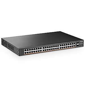 MokerLink 48 Port PoE Gigabit Switch with 2 Gigabit SFP, 800W IEEE802.3af/at AI Detection, Metal Rackmount Unmanaged Plug and Play Ethernet Switch