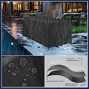 AZKDCL Patio Table Covers for Outdoor Furniture 79x49x16inch/LxWxH Waterproof Weatherproof Rectangular Cover 600D Heavy Duty Furniture Covers Tear Resistant Outdoor Table Cover