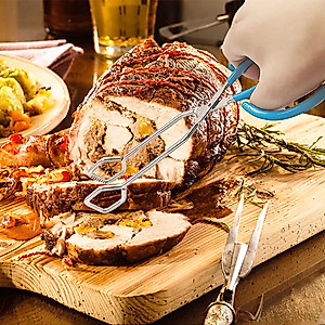 2 Pcs 10 Inch Scissor Food Tongs,Stainless Steel Kitchen Tongs Serving Tong with Comfort-Grip Handle for Cooking,Barbecue,Grilling,Heavy Duty Buffet Pliers