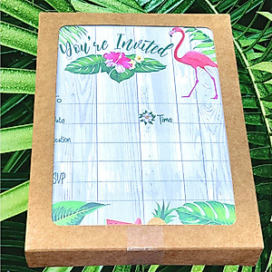 25 Flamingo Party Invitations With Envelopes, Pineapple & Watermelon. For Birthdays, Baby & Bridal Showers & Beach Parties. Thick & Non Coated Cardstock For Use With Any Pen.