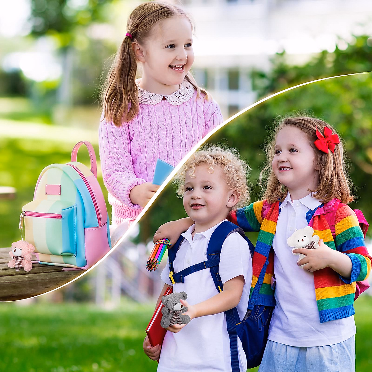 Zomiboo 12 Pcs Easter Bunny Bear Koala 4 Inch Mini Animal Plush Toys Soft Cute Dolls Sleeping and Playing Stuffed Toys Gifts for DIY Baby Shower Party(Bear,Pink, Apricot, Gray, White)