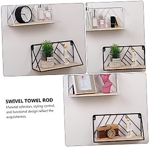 MUSISALY Wrought Iron Storage Mount Shelves Wall Mount Bookshelf Wall Mounted Shelves Live Shelf Hanging Shelves for Wall Storage Shelf Storage Shelves Metal Rack Black