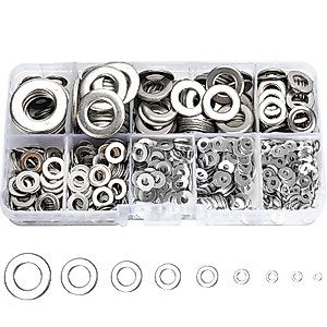 800 Pcs 304 Stainless Steel Flat Washers for Screws Bolts, Fender Washers Assortment Set, Assorted Hardware Lock Metal Washers Kit (9 Sizes-M2 M2.5 M3 M4 M5 M6 M8 M10 M12) for Home, Factories etc YLYL