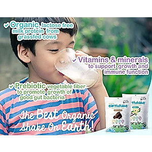 Earthshake Organic Kids Protein Nutritional Shake, Chocolate - Non GMO, Lactose Free, Soy Free, Gluten Free, Less than 1g of Sugar Per Serving, Amazing Taste | All Ages 2 & Up (Chocolate, 10 Count)
