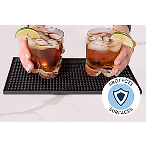 S&T INC. Rubber Bar Mat for Countertop, Non-Slip Bar Mat for Home Bar Cart, Coffee Maker Mat for Countertops, 5.9 Inch x 11.8 Inch, Black, 2 Pack