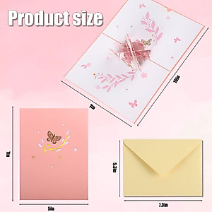 Pop Up Butterfly Birthday Card with Envelopes,3D Flying Butterflies Flower Birthday Cards，Handmade Colorful Popup Greeting Cards, For Birthday, Valentines Day,7.8x5.9 inch (Pink butterfly)