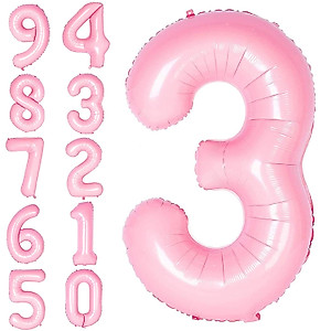 40 Inch Large Number Balloons Pink Mylar Foil Big Number 1 Giant Balloon Birthday Party Decoration