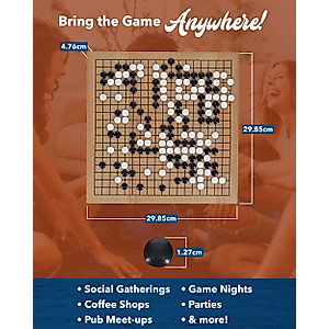 Go Game Set 12 Inch - Traditional Go Set with Pull-Out Storage Drawers, Portable Wood Veneer Goban, Strategy Board Games for Adults, Go Board Game by WE Games