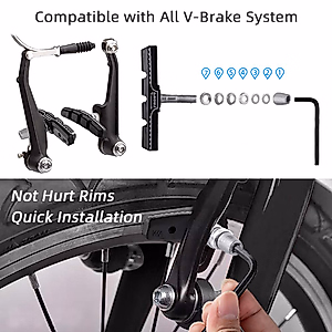 Hapleby 4PCS Premium Bike Brake Pads, Professional Mountain Bicycle V-Brake Pads, Bike Brake Blocks Kit, for Free Hex Wrench