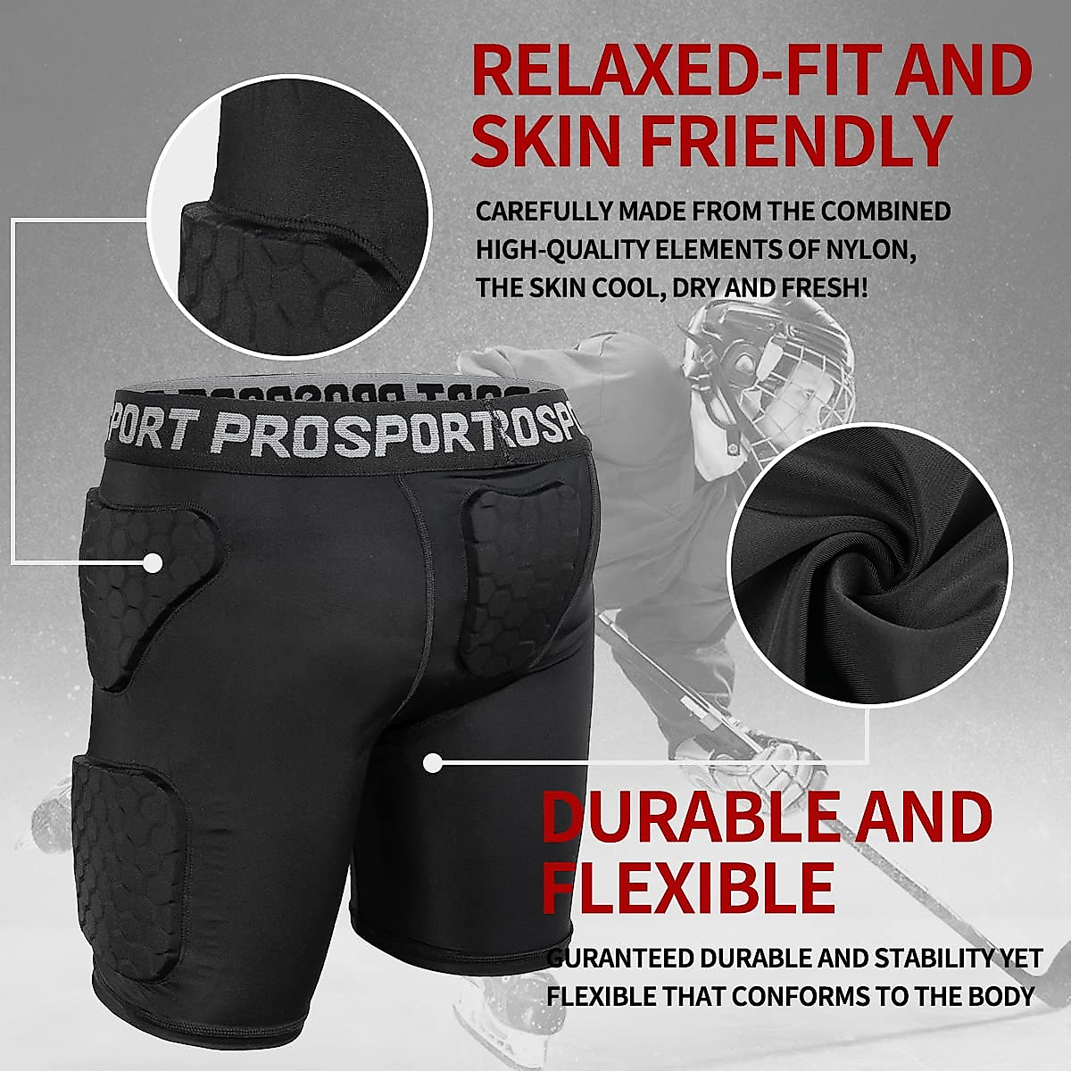 DGXINJUN Youth Kids Padded Compression Short Hip Portector 5 Pads Football Girdle