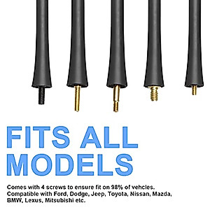 Universal Antenna Mast for Car Roof, 7 inch Flexible Rubber AM/FM Radio Antenna, Auto Replacement Accessories with Screws Adapter, Compatible for Most Car Models with Removable Antenna (Black)
