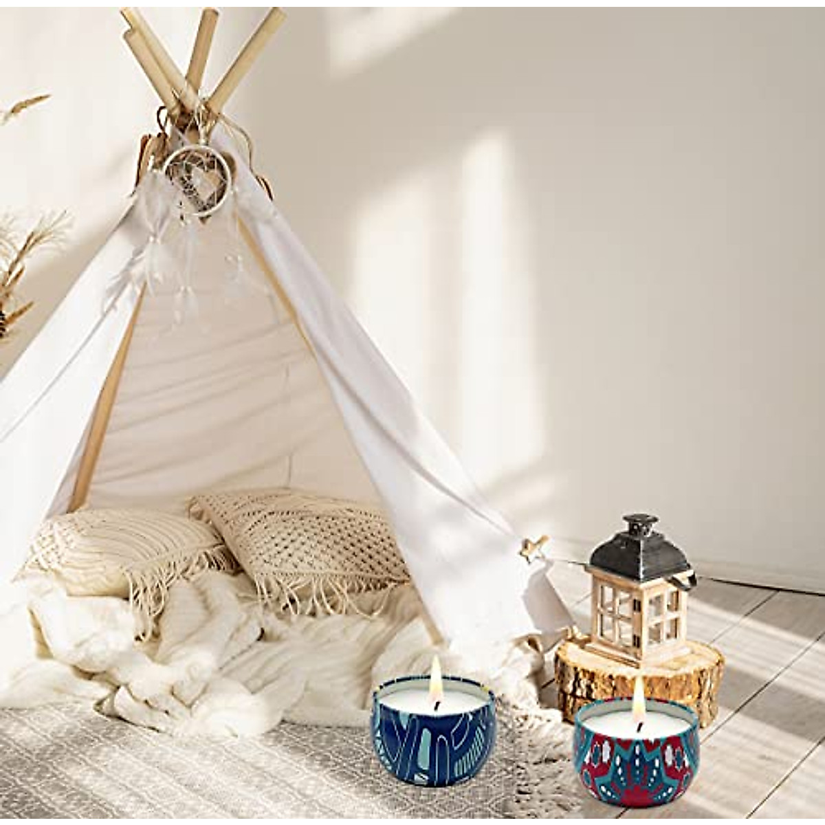 Myido 12 Can Natural Soy Wax, Scented Candle in Portable Travel Jar, 2.5 oz. for Home Decor, Yoga, Meditation, Relaxation, Stress Reduction, Valentine's Day Gifts, Women's Gifts