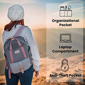 Nordace Eclat Smart Travel Backpack for Men & Women with USB Charging Port, Water Resistant - Light & Durable Laptop Backpack for Everyday, Hiking, Work - 15.6 Inch (Grey)