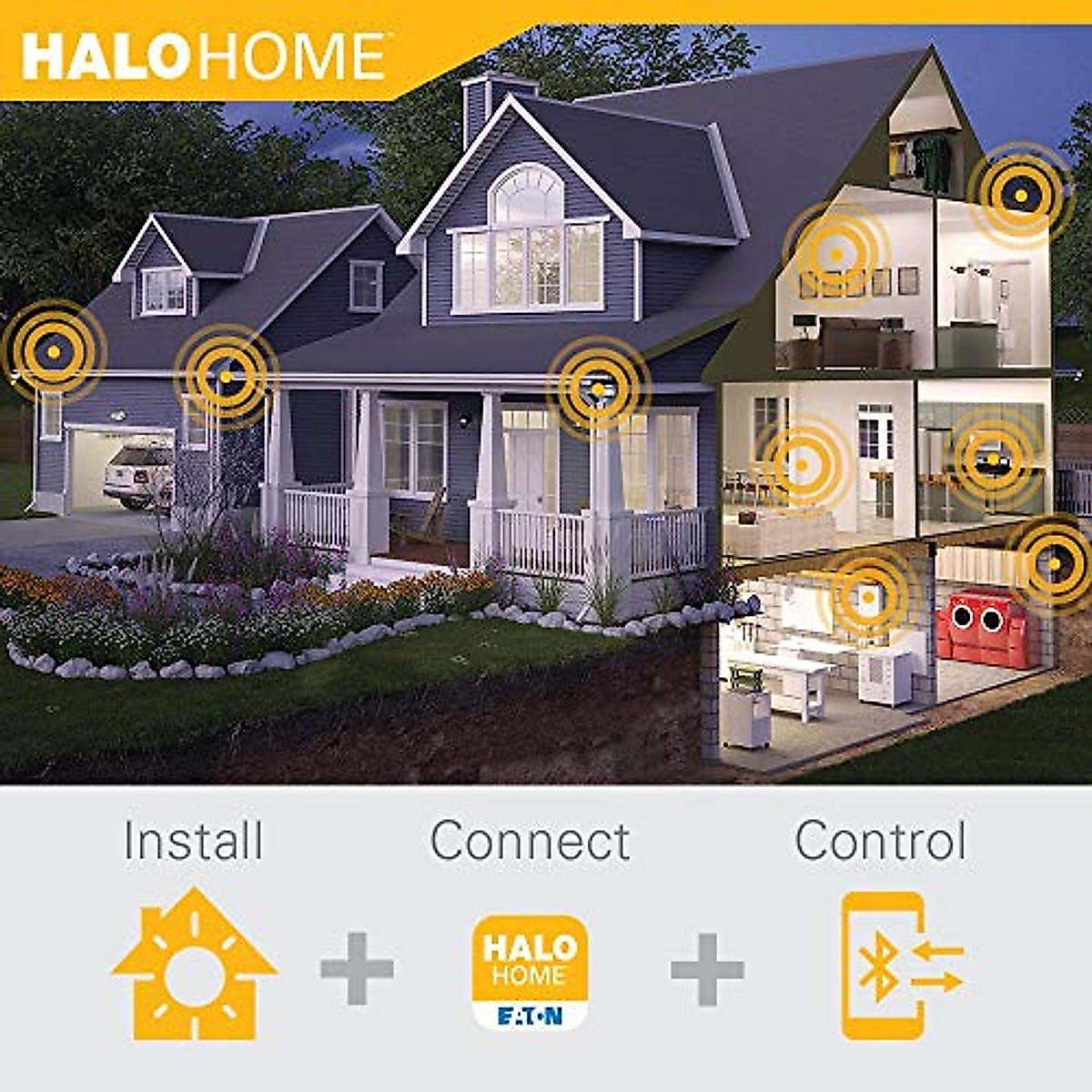 HALO Home RL56 Bluetooth Smart Integrated LED Recessed Ceiling Light, Tunable CCT (2700K-5000K), White, 5 in. and 6 in.