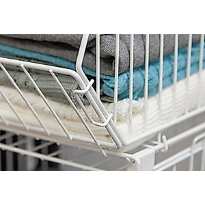 IRIS USA 17" Modular Wire Stacking Storage Basket, Great Storage for Linens, Groceries, Toys, Books, and More, Stackable, Easy Assemble, Multipurpose Home Organizer, White