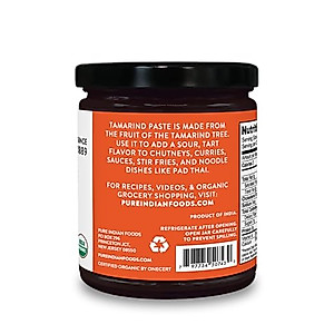 Pure Organic Tamarind Paste Concentrate - Sweet and Sour Sauce for Indian Chutney and Thai curry, Gluten Free, No Sugar Added, Glass Jar (1 PACK)