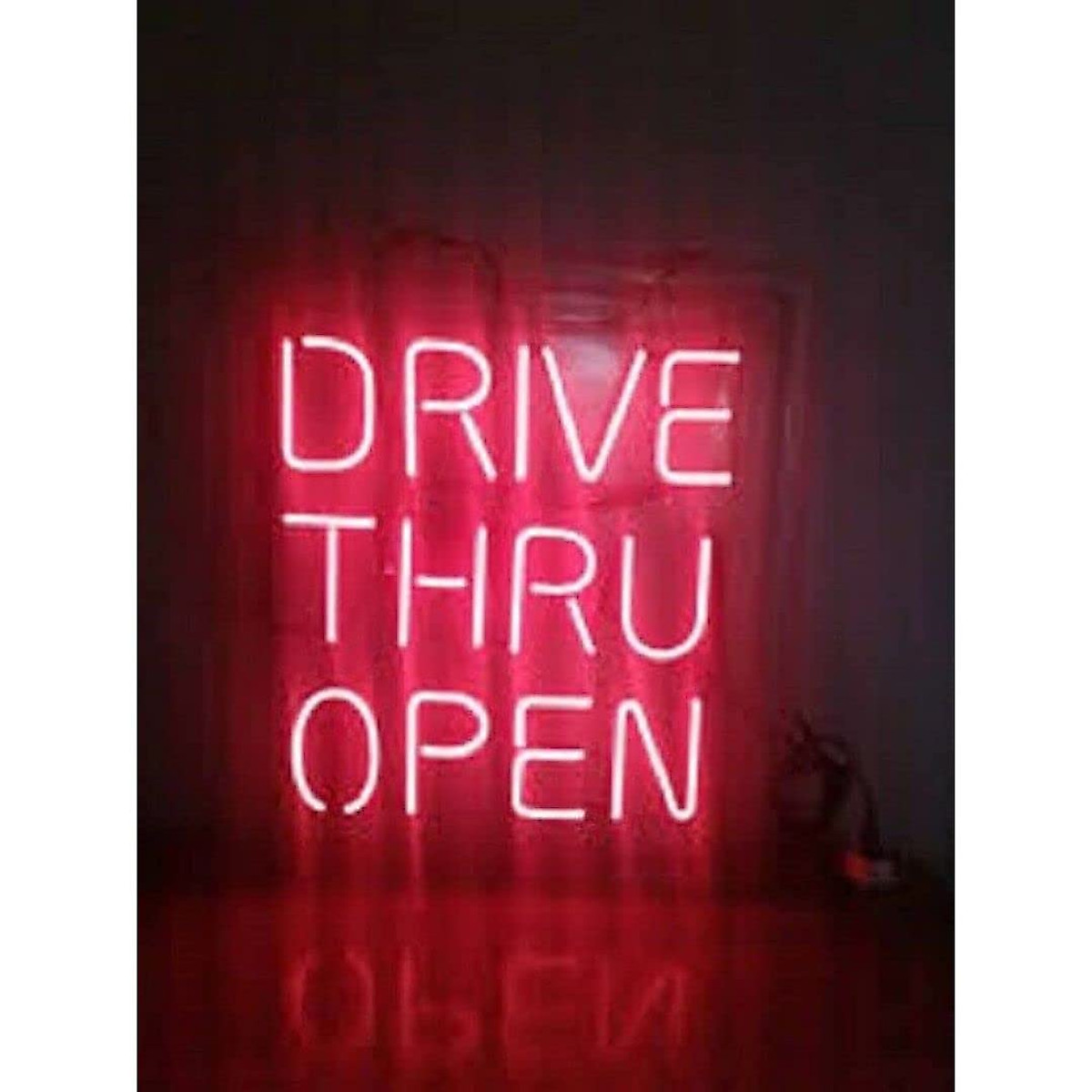 Prouten 20inx16in Drive Thru Open Neon Sign Light Man Cave Bar Pub Beer Gift Neon Lamp