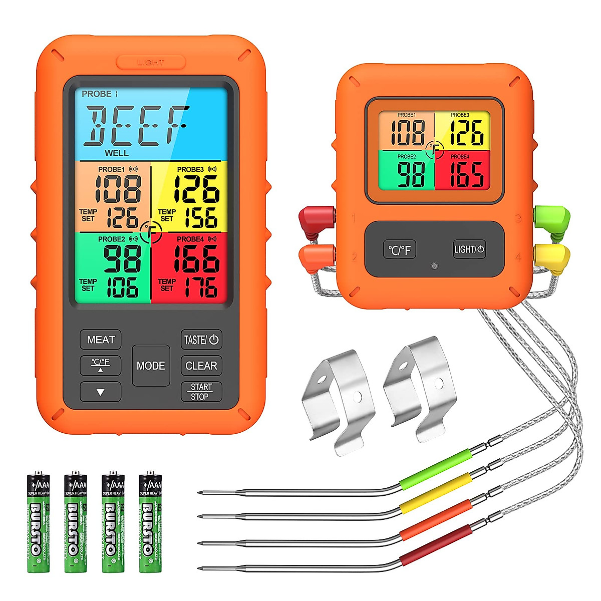 AMIR Wireless Meat Thermometer for Grilling and Smoking | Kitchen Food Cooking Candy Thermometer with 4 Meat Probes | 500FT Grill Thermometer for Outside Grill | BBQ Oven Thermometer for Beef Turkey