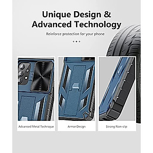 Case for Samsung Galaxy A32 5G: Military-Grade Drop Proof Protection Rugged Protective Shockproof TPU Textured Bumper Armor Design A32 5G Phone Cover with Built in Kickstand & Slide (Blue)