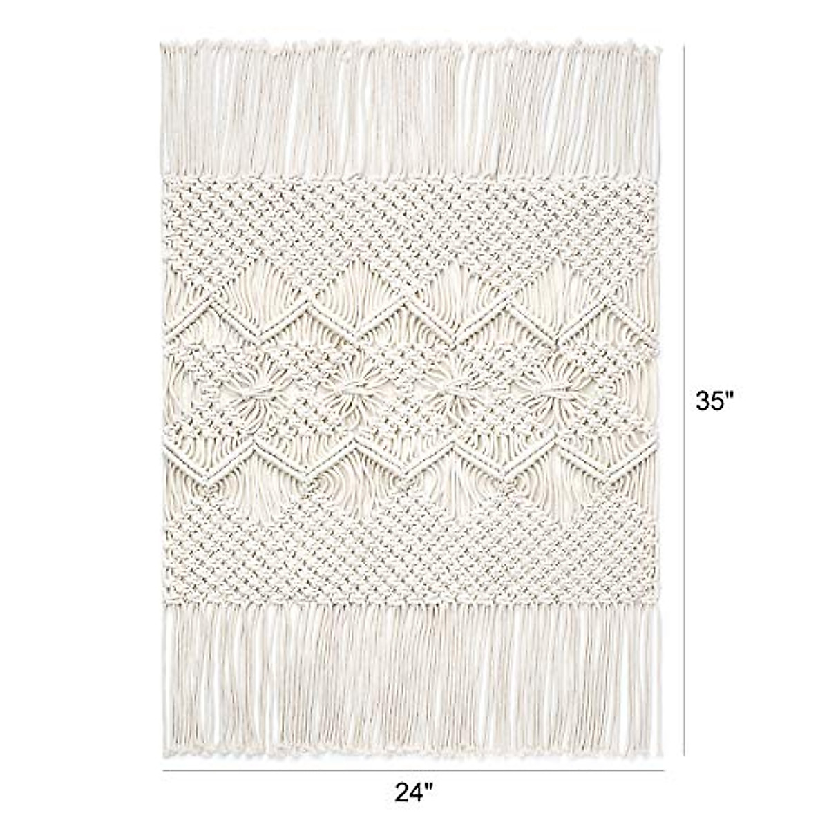 Mkono Macrame Rug Boho Area Rugs Cotton Woven Small Carpets with Tassels for Bedroom Living Room Bathroom Entryway Nursery Home Decor, 35" L x 24" W