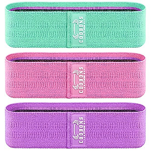 Resistance Bands Set - Booty & Legs Exercise Bands, Anti-Slip Fabric Stretch Bands, Workout Bands for Women/Men, Working Out, Hip Circle Lift, Thigh, Squat, Yoga, at Home Fitness or Gym - 3 Levels