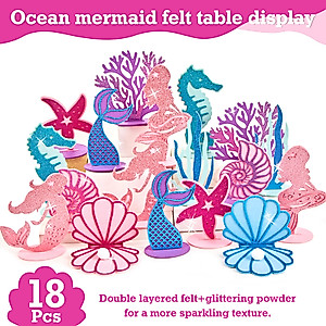 PAPER JAZZ Mermaid Party Decorations Glitter Mermaid Felt Table Centerpiece for Birthday Party Under The Sea Table Centerpiece Ocean Theme Decor for Baby Shower Supplies