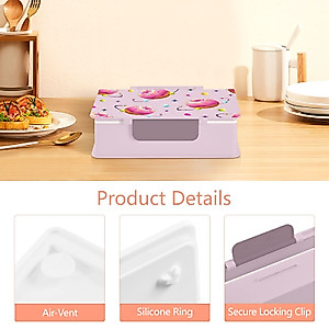 BOENLE Cosmic Planet Donuts Bento Lunch Box for Kids Bento Box with 3 Compartment,Lunch Containers Built-In Reusable Fork & BPA-Free Leakproof,Pink