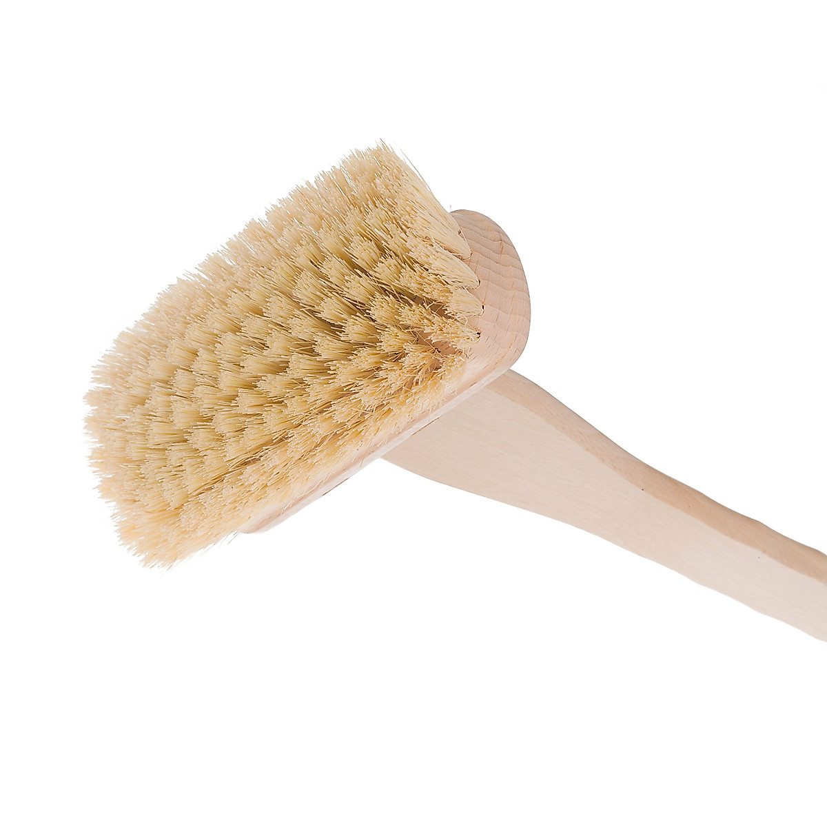 Redecker Tampico Fiber Bathtub Brush with Untreated Beechwood Handle, 100% Made in Germany, 10-5/8 inches, Angled Design, Natural Bristles are Heat-Resistant and Retain Shape, Hanging Loop for Storage