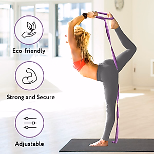 California Wellness Products Yoga Strap - yoga belt strap - yoga straps for stretching - exercise strap with Extra Safe Adjustable D-Ring Buckle for Pilates - yoga band for Women & Men