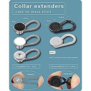 YUANHANG 18Pcs Shirt Collar Button Extender: Neck Button Extender for Mens Dress Shirt - Comfortable Tie Collar Expander