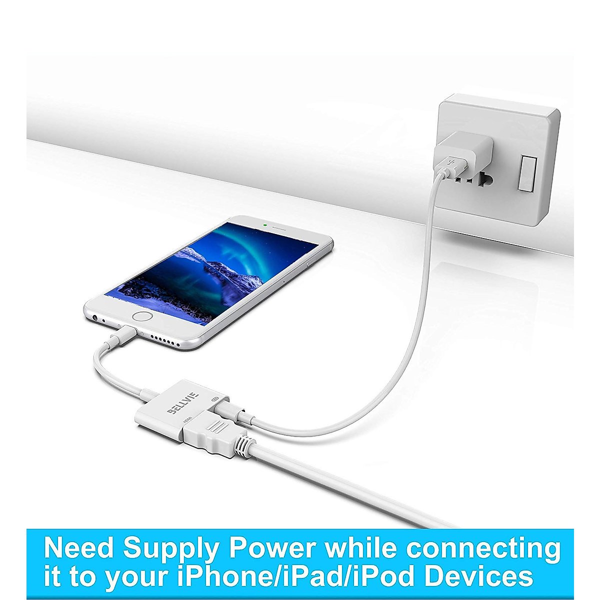 Lightning to HDMI Adapter for iPhone 12/12 Pro Max 11 Pro/XS/XR/X/8 7 6 Plus SE, iPad Pro Mini 2, iPhone to HDMI Connector Support iOS 10~14.1 and Later
