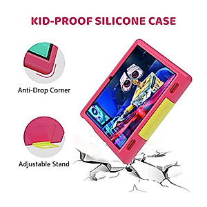 Cheerjoy Kids Tablet 10 inch, Android 12 Tablet for Kids with Parent Control, Kidoz Pre-Installed, 2GB+32GB, 6000mAh Dual Camera WiFi Bluetooth Tablet, Children Tablet with Shock-Proof Case (Pink)