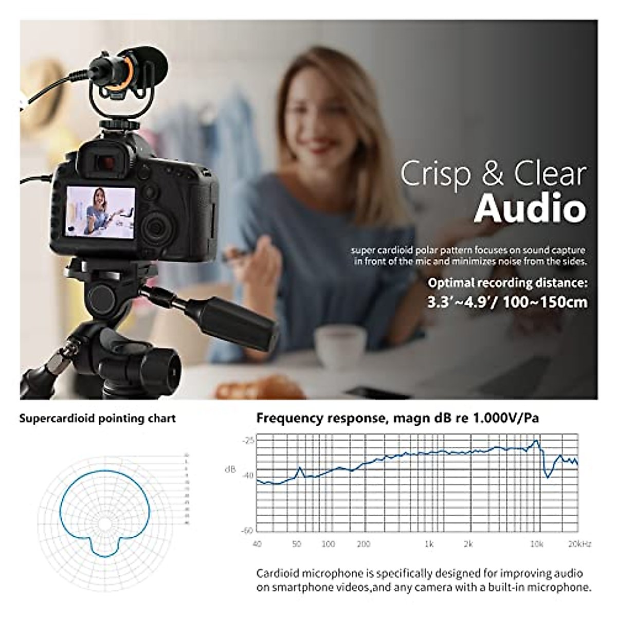 Neewer Video Microphone for Phone, On Camera Mic Kit with Black Pro Shock Mount Compatible with iPhone Android Smart Phones DSLR Camera Tablet (iPhone Adapter Not Included), CM14 PRO