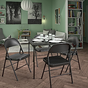 COSCO 34" Square Vinyl Top Folding Card Table, Black