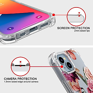 CoverON Compitable with Apple iPhone 15 Plus Case for Women, Slim Floral Design Clear TPU Rubber Flexible Soft Skin Cover Protective Sleeve for iPhone 15+ (6.7) Phone Case - Peony Flower
