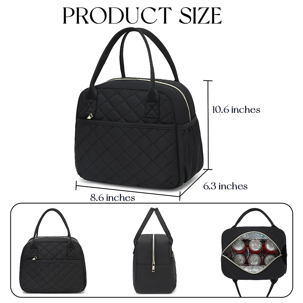 CAMTOP Lunch Box for Women Insulated Lunch Bag Lunchbox Cooler Thermal Leakproof Quilted Reusable Lunch Tote Bag for Work School Travel Picnic