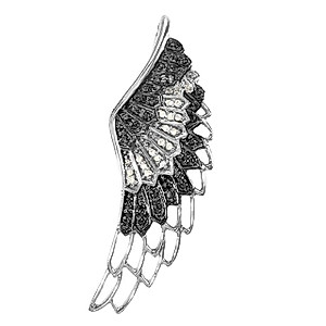 Dazzlingrock Collection 0.33 Carat (ctw) Black and White Diamond Angel Wing Feather Pendant 0.33 CT, Sterling Silver