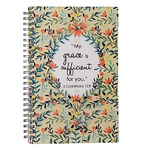 Christian Art Gifts Notebook My Grace is Sufficient 2 Corinthians 12:9 Bible Verse Inspirational Writing Notebook Gratitude Prayer Journal Flexible Cover 128 Ruled Pages w/Scripture, 6 x 8.5 Inches