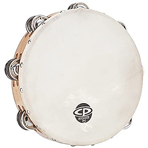 CP380 10" Wood Tambourine, Headed, Double Row Jingles