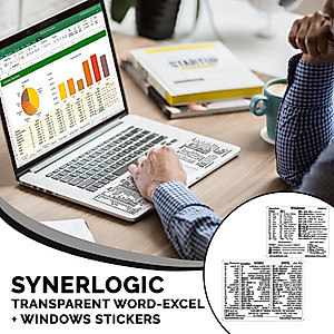 SYNERLOGIC Windows + Word/Excel (for Windows) Quick Reference Guide Keyboard Shortcut Stickers, No-Residue Vinyl (Clear/Large/Combo)