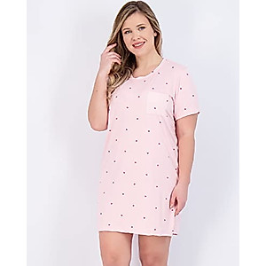 Real Essentials Womens Short Sleeve Nightgown Nightshirts Bamboo Soft Nightgowns Night Shirts Gowns Women Nightdress Sleep Shirt Adult House Dress Sleepwear Pajama PJs Moo Moos, Set 4, XL, Pack of 3