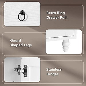 4 EVER WINNER Sideboard Buffet Cabinet, 55” White Coffee Bar Buffet Cabinet with Storage 4 Doors& 2 Drawers, Kitchen Buffet Storage Sideboards Cabinets Table Credenza Cupboard for Living Dining Room