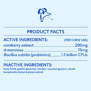 Native Pet Dog UTI Treatment - Cranberry Chews for Dogs and Cat UTI - Bladder Control for Dogs - Dog Urinary Tract Infection Treatment - UTI Medicine for Dogs - Dog Cranberry Supplement - 30 Chews
