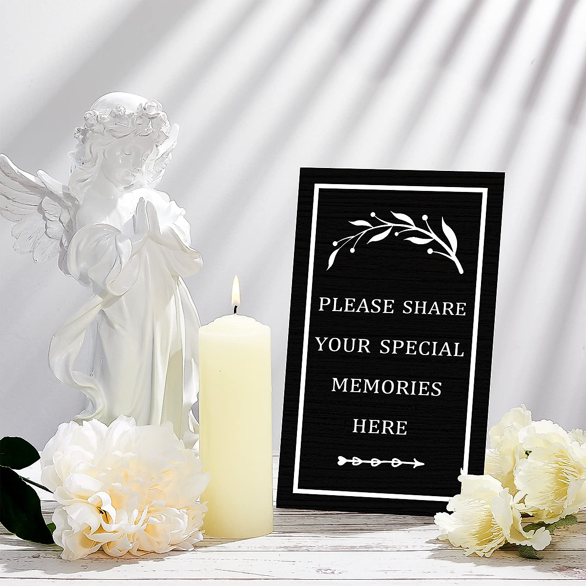 3 PCS Wooden Funeral Table Signs Wood Share Memory Sign Black Guest Book Sign Celebration of Life Funeral Memorial Sign Table Decoration Condolence Sign for Funeral Decorations Celebration of Life