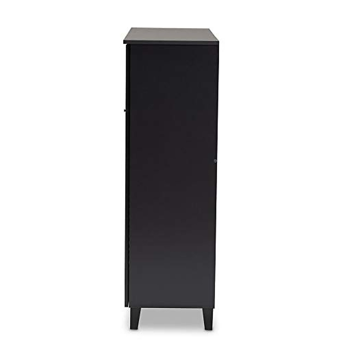 BOWERY HILL Modern and Contemporary Dark Grey Finished 11-Shelf Wood Shoe Storage Cabinet with Drawer