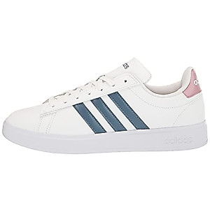 adidas Women's Grand Court 2.0 Tennis Shoe, White/Wonder Steel/Magic Mauve, 7.5