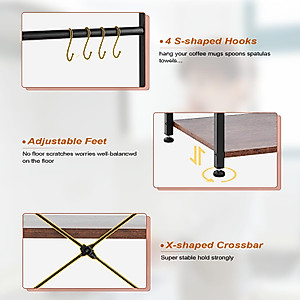 OIRBOEUS Bakers Rack with Power Outlet，Microwave Stand with Storage 5-Tiers,Coffee Bar Station,Microwave Rack，Kitchen Storage Shelf Rack,Rustic Brown